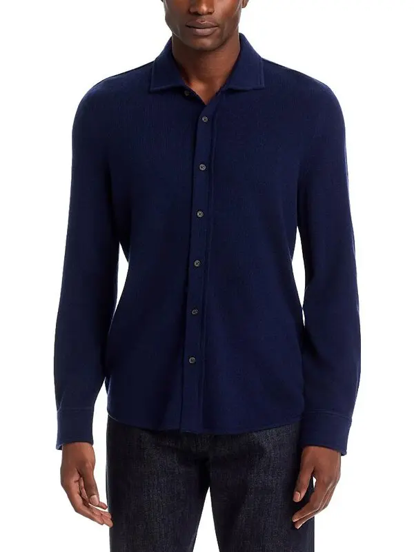 Bloomingdale'S Knit Wool Cashmere Shirt Exclusive - Navy