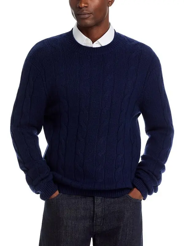 Bloomingdale'S Cable Wool Blend Sweater Exclusive - Navy