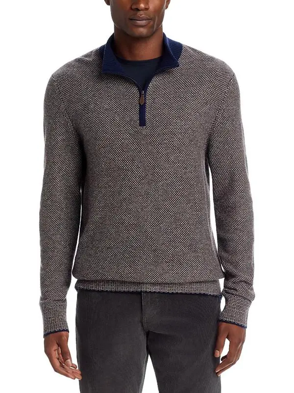 Bloomingdale'S Jacquard Quarter Zip Wool Blend Sweater Exclusive - Navy Multi