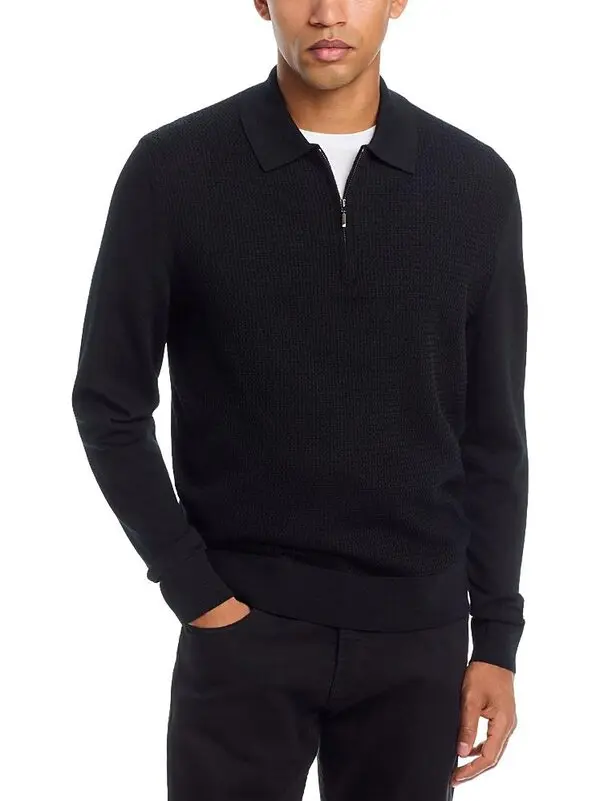 Bloomingdale'S Extrafine Merino Wool Zip Sweater Polo Exclusive - Black