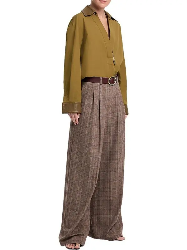 TWP Avery Wool-blend Wide Leg Pants - Brown Multi