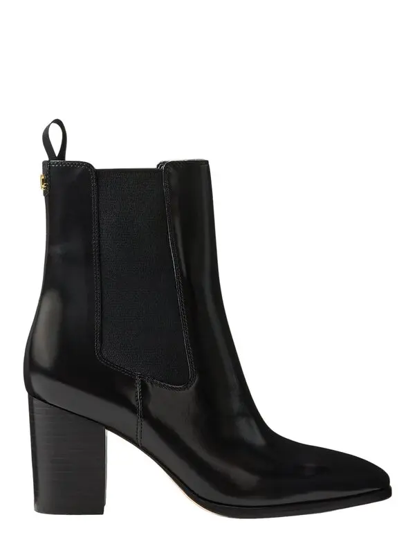 Ralph Lauren Raelynn Glazed Leather Bootie - Black