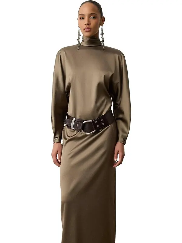 Ralph Lauren Candi Satin Evening Dress - Taupe
