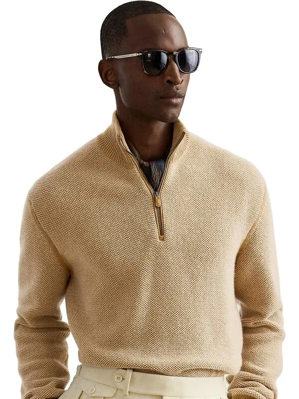 Ralph Lauren Birdseye-knit Cashmere Sweater - Camel Multi
