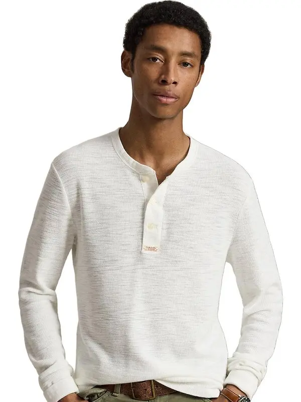 Ralph Lauren Waffle-knit Henley Shirt - Nevis