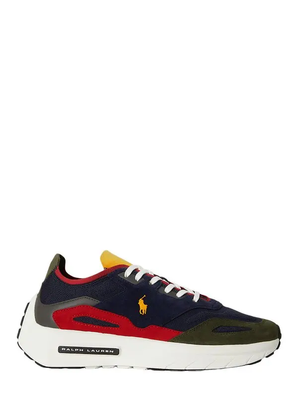 Ralph Lauren Boerum Suede-paneled Knit Sneaker - Hunter Navy Multi