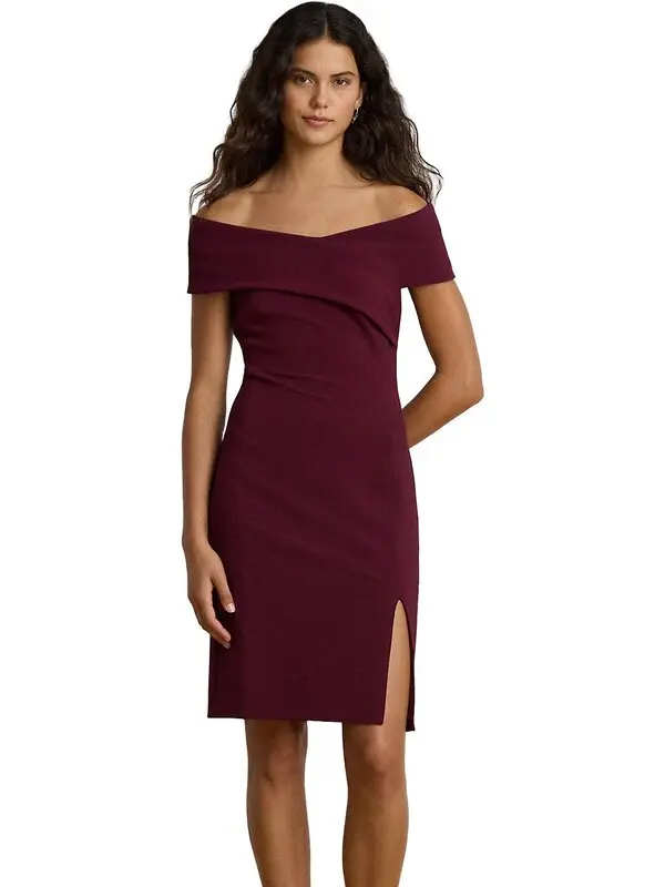 Ralph Lauren Faille Off-the-shoulder Cocktail Dress - Dark Garnet