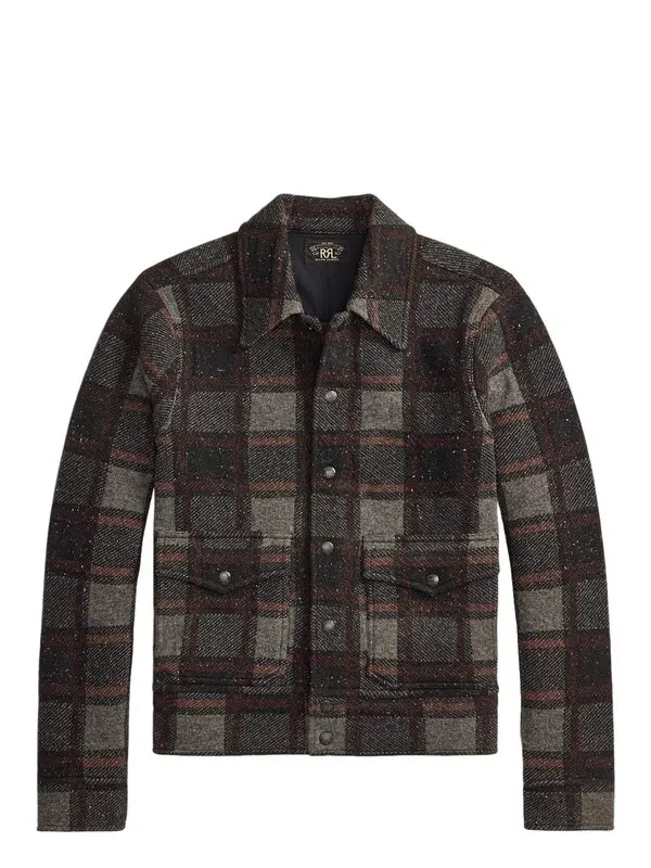 Ralph Lauren Plaid Wool Cardigan - Grey Multi