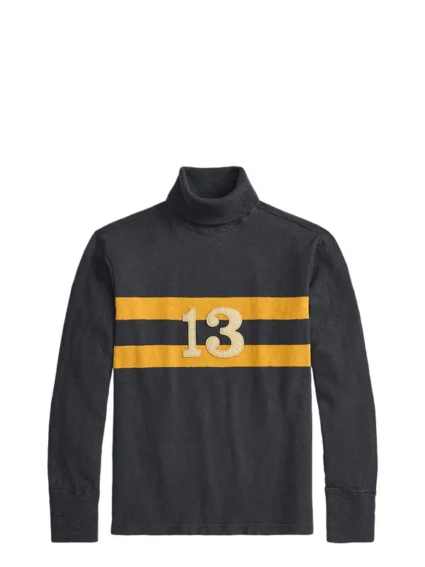 Ralph Lauren Striped Jersey Turtleneck - Faded Black/multi