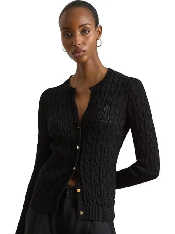 Ralph Lauren Cable-knit Cotton-blend Cardigan - Black