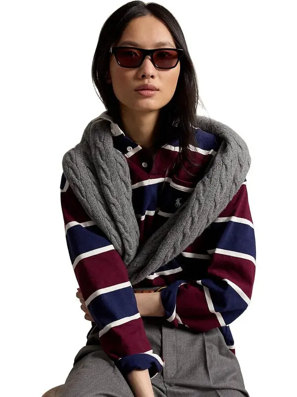 Ralph Lauren Oversize Cotton Rugby Shirt - Harvard Wine Multi