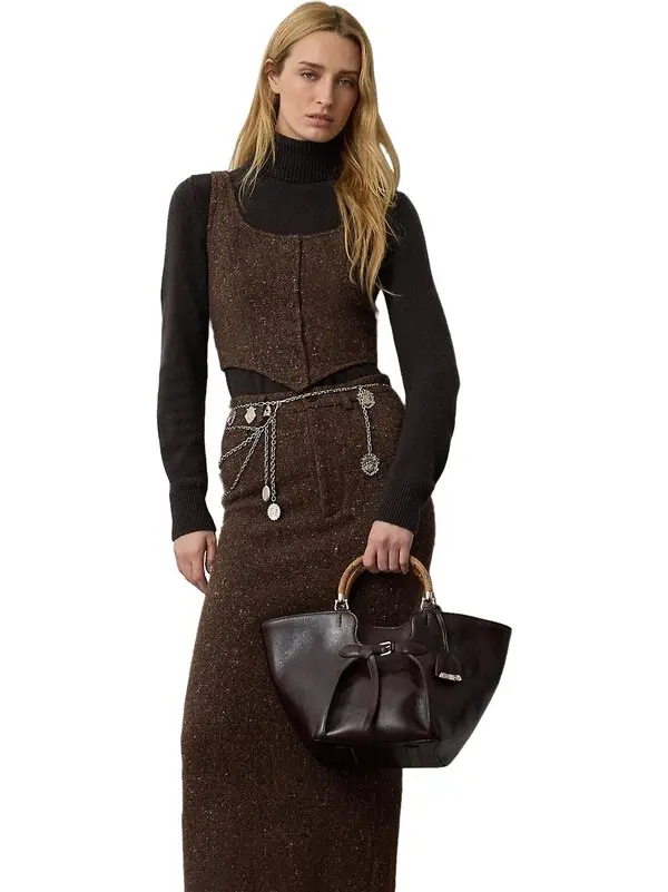Ralph Lauren Fontaine Wool-blend Donegal Tweed Maxi Skirt - Brown Multi