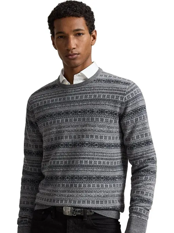 Ralph Lauren Fair Isle Washable Wool Sweater - Grey Combo