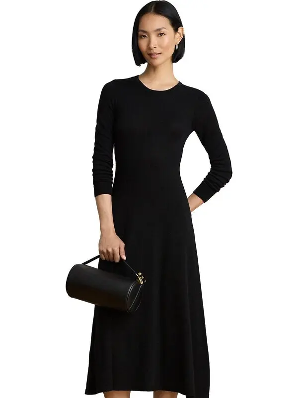 Ralph Lauren Crewneck Wool Sweater Dress - Black