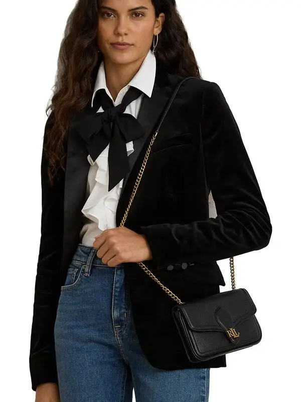 Ralph Lauren Pebbled Leather Bradley Crossbody Wallet - Black