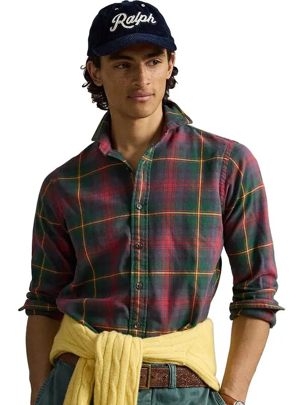 Ralph Lauren Classic Fit Plaid Flannel Shirt - Green/red