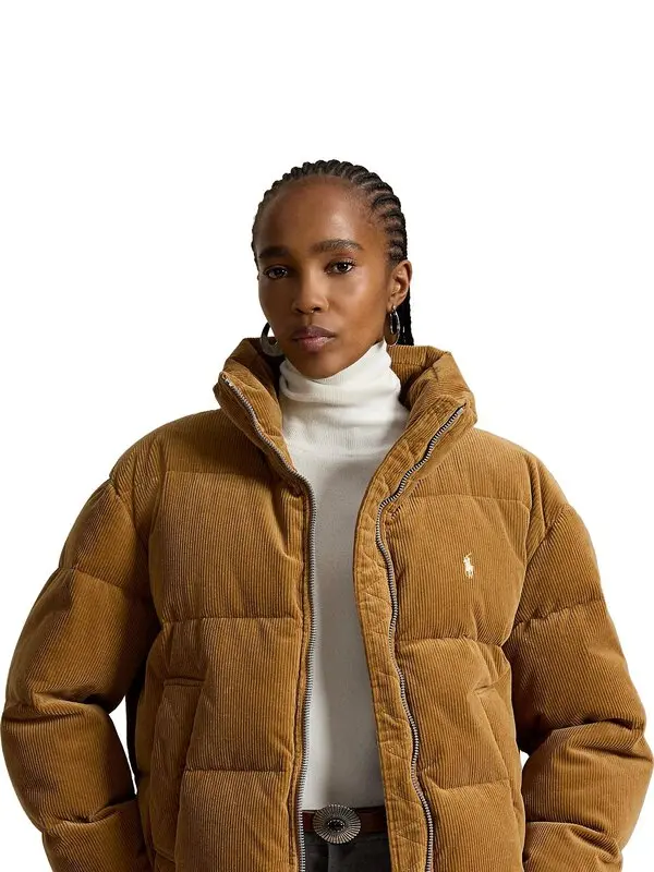 Ralph Lauren Corduroy Down Puffer Jacket - Tan