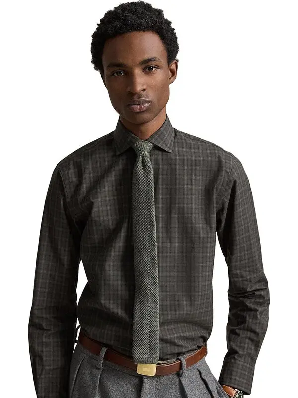 Ralph Lauren Classic Fit Plaid Poplin Shirt - Olive Grey Multi