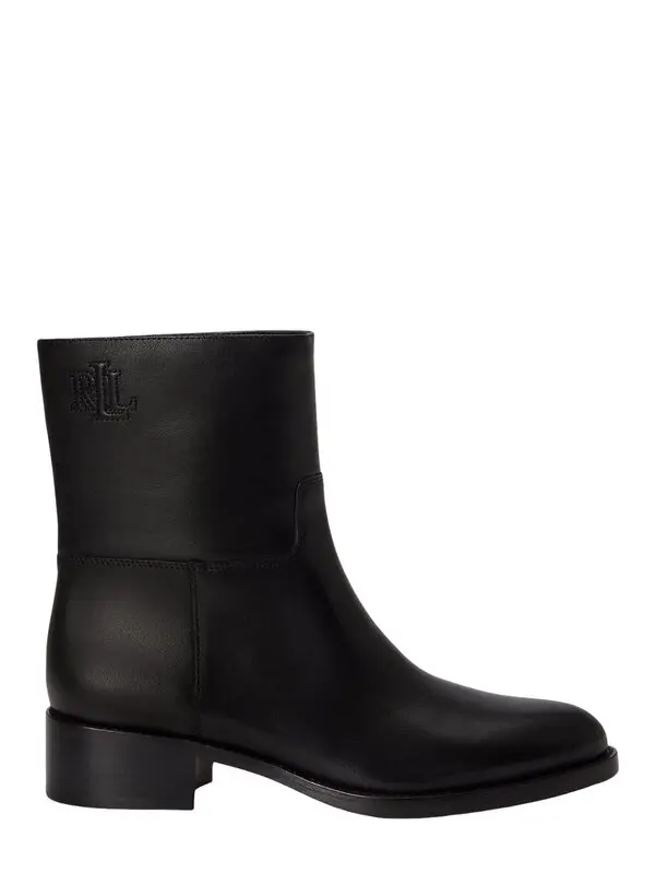 Ralph Lauren Kyle Calfskin Bootie With Stacked Heel - Black