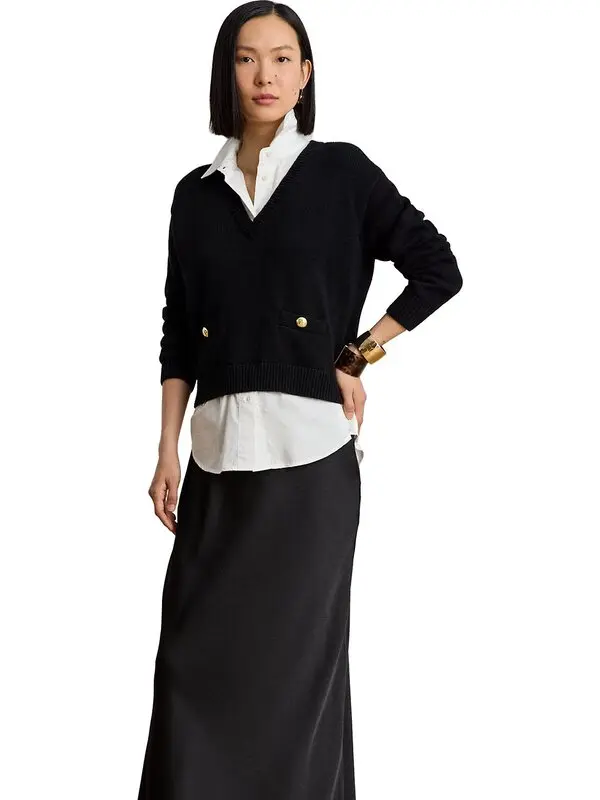 Ralph Lauren Satin Charmeuse Maxiskirt - Black