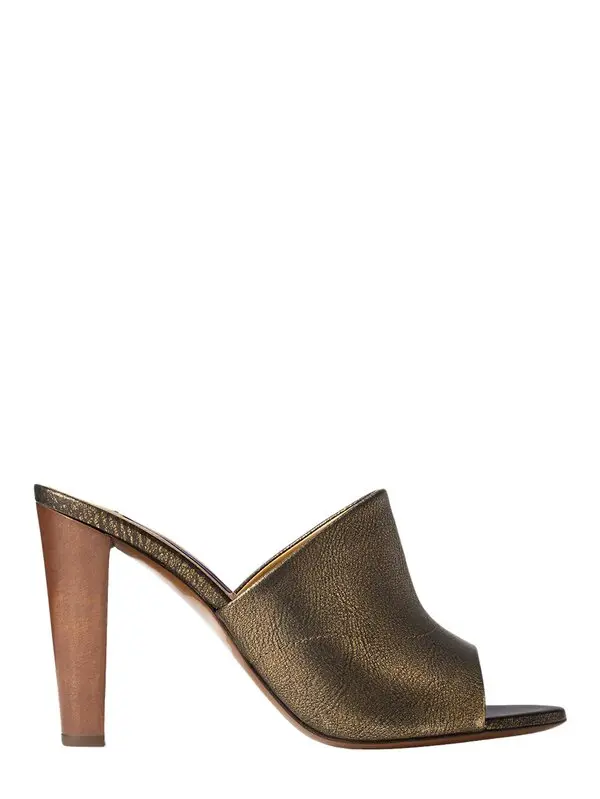 Ralph Lauren Adela 95 Mm Calfskin Mule - Bronze