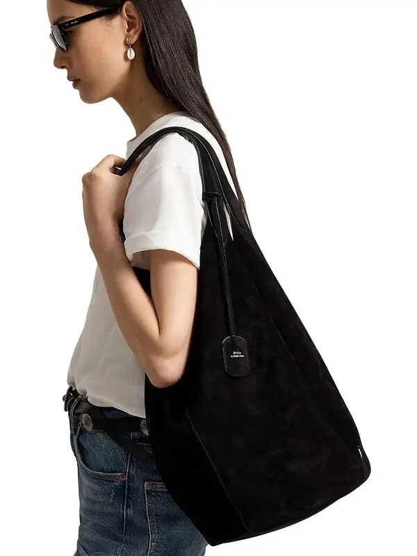Ralph Lauren Polo Play Suede Large Tote - Black