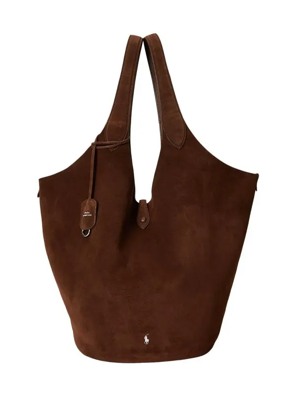 Ralph Lauren Polo Play Suede Large Tote - Cafe