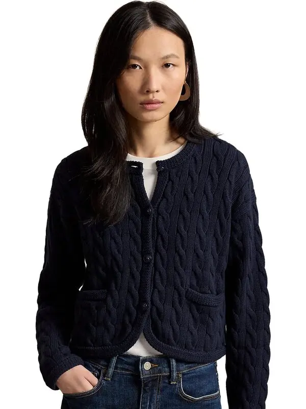 Ralph Lauren Cable-knit Cotton-blend Cardigan - Hunter Navy