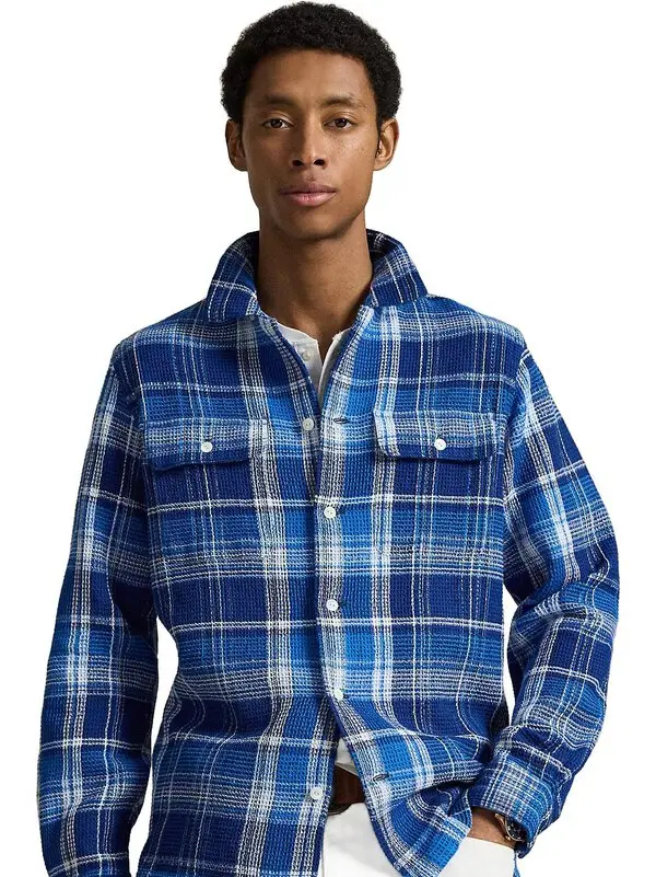 Ralph Lauren Classic Fit Plaid Textured Shirt - Blue Multi