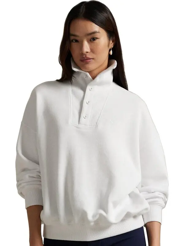 Ralph Lauren Ribbed-trim Mockneck Pullover - White