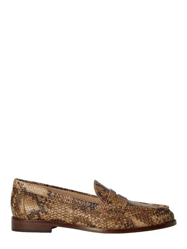 Ralph Lauren Wynnie Python-embossed Leather Loafer - Tan Multi