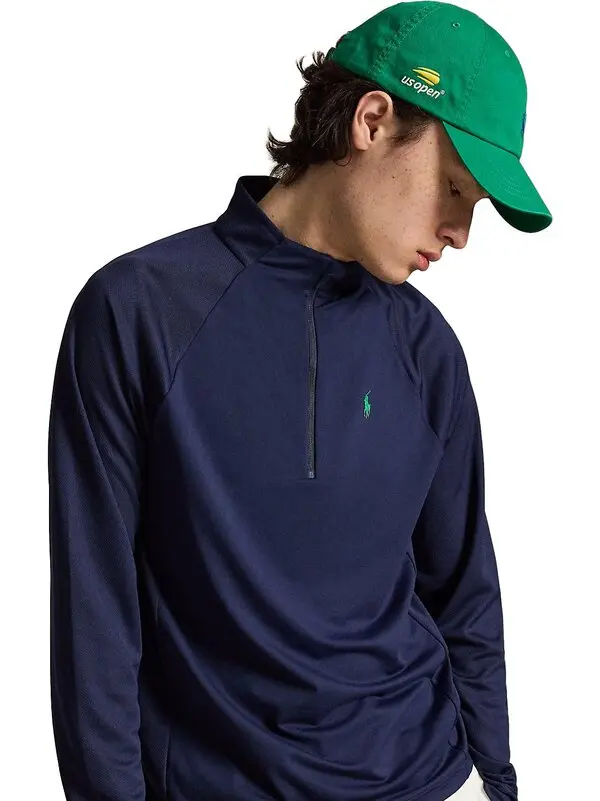 Ralph Lauren Us Open Paneled Stretch Jersey Quarter-zip Pullover - Refined Navy