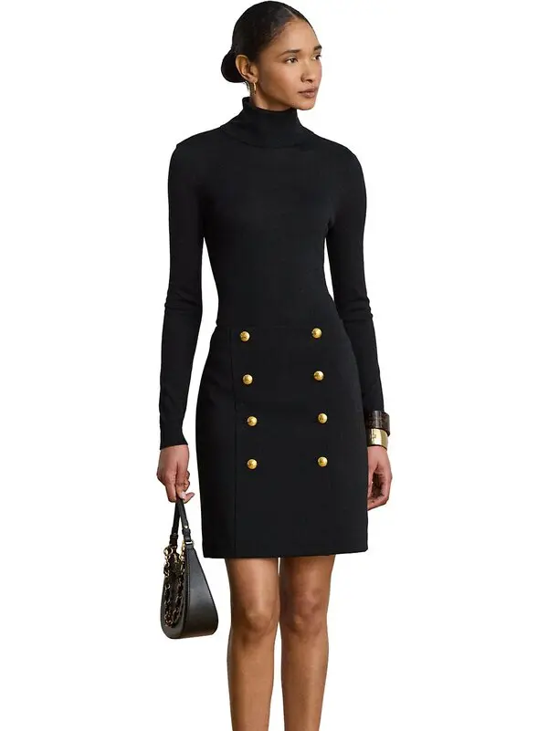 Ralph Lauren Double-breasted Sablé Wrap Miniskirt - Black