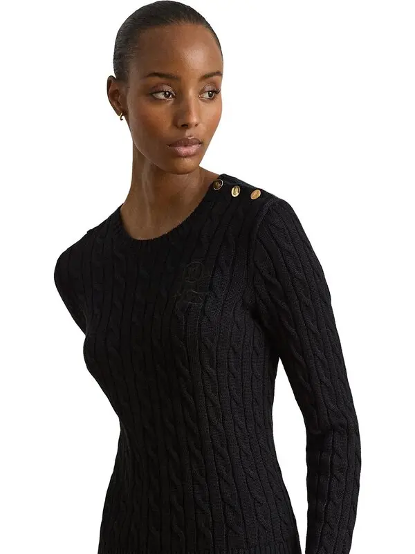 Ralph Lauren Button-trim Cable-knit Sweater - Black