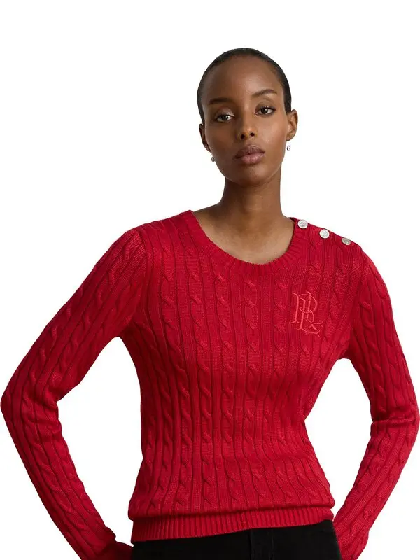Ralph Lauren Button-trim Cable-knit Sweater - Ralph Red