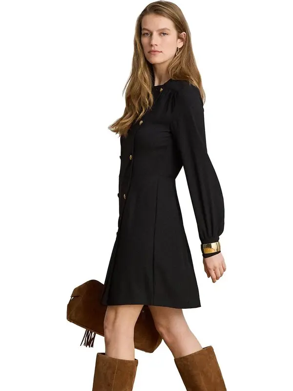 Ralph Lauren Double-breasted Georgette Dress - Black