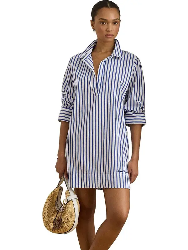 Ralph Lauren Striped Cotton Tunic Cover-up - Blue/white