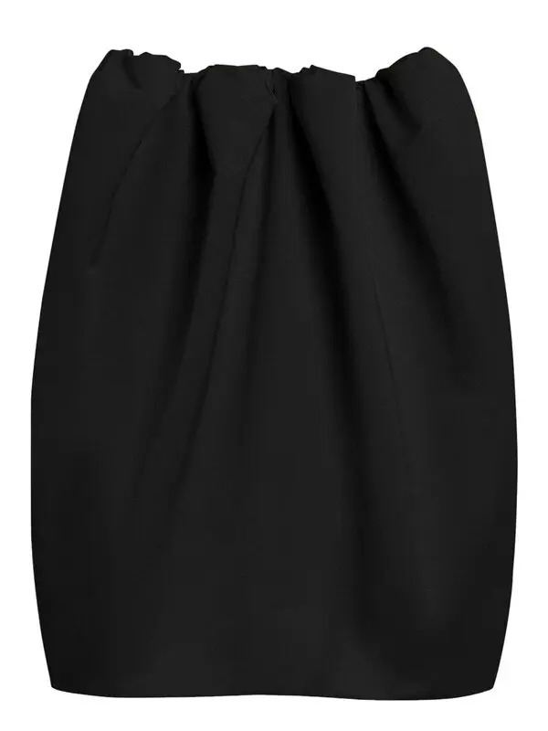 AMI Paris Midi Gathered Satin Skirt - Black