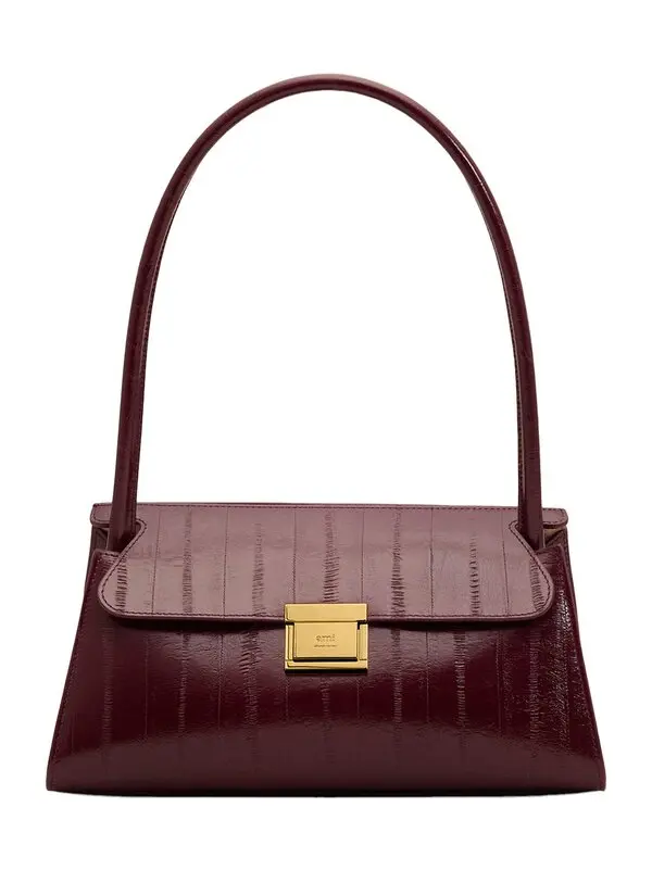 AMI Paris Mimi Bag In Burgundy Leather - Dark Cherry