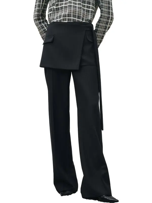 Fabrique Detachable Panel Wide Leg Pants - Grey