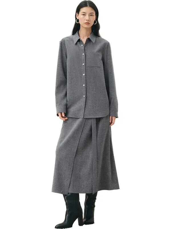 Fabrique Evelyn Buckled Oversized Shirt - Grey