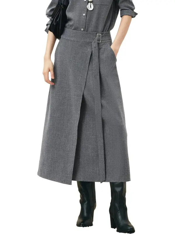 Fabrique Paisley Adjustable Wrap Skirt - Grey