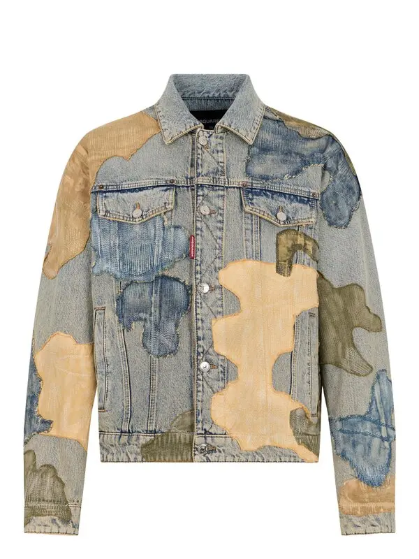 Dsquared2 Sand Camo Oversized Jean Jacket - Blue