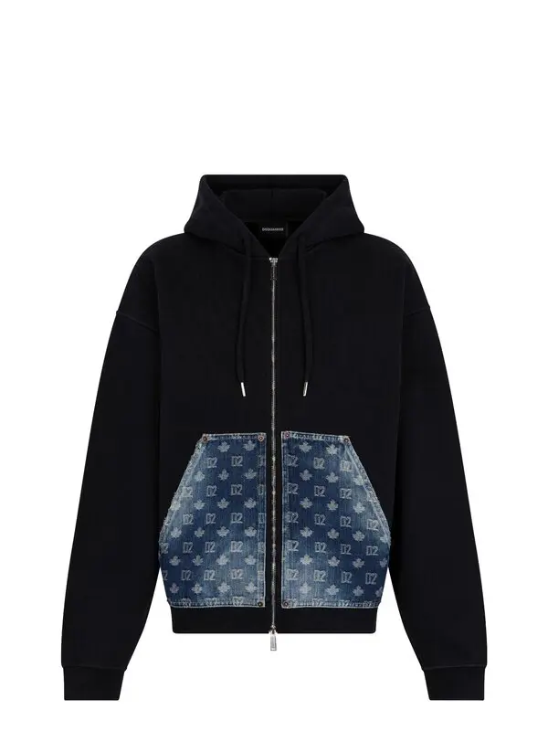 Dsquared2 Monogram Relax Fit Zipped Hoodie - Black