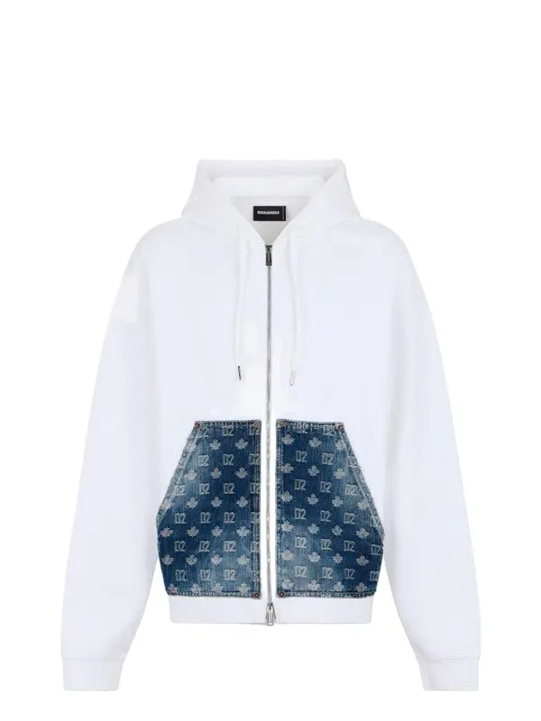 Dsquared2 Monogram Relax Fit Zipped Hoodie - White