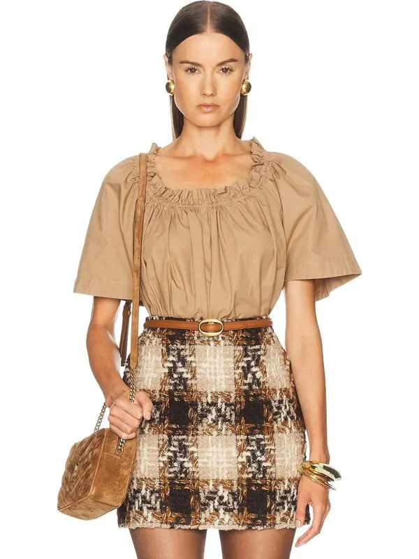 Saint Laurent Ruffled Top - Chatain