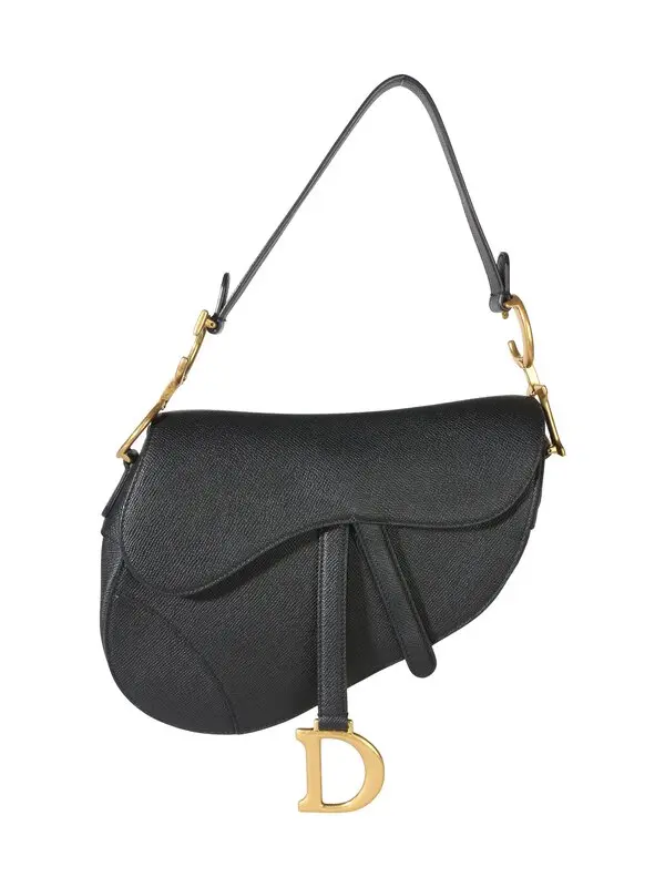 Dior Grained Calfskin Saddle Bag - Black