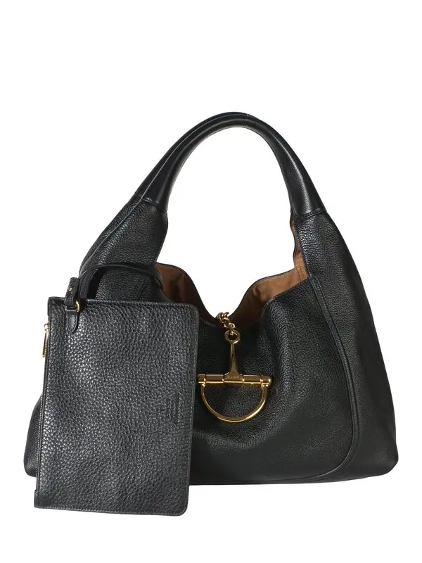 Gucci Grained Calfskin Softbit Maxi Shoulder Bag - Black
