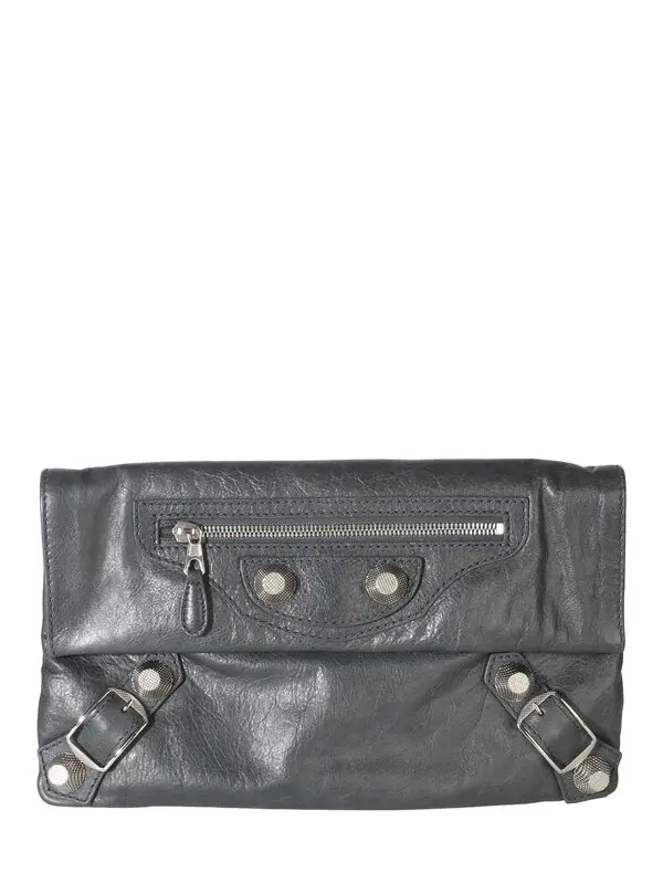 Balenciaga Lambskin Motocross Giant 21 Envelope Clutch - Black