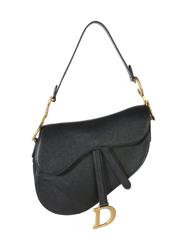 Dior Grained Calfskin Saddle Bag - Black